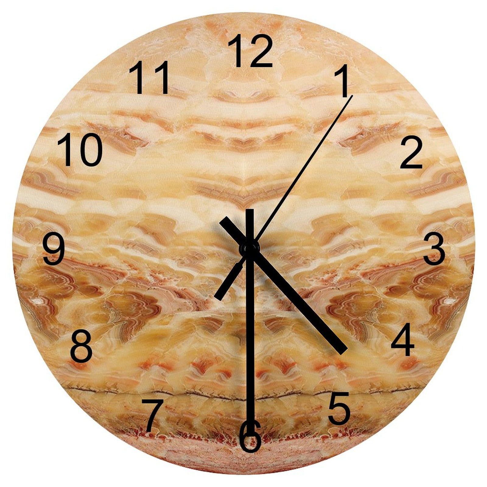 Nursery Wall Clock Striped Argyle Grain Marble Clocks 12 inch Mute Wood ...