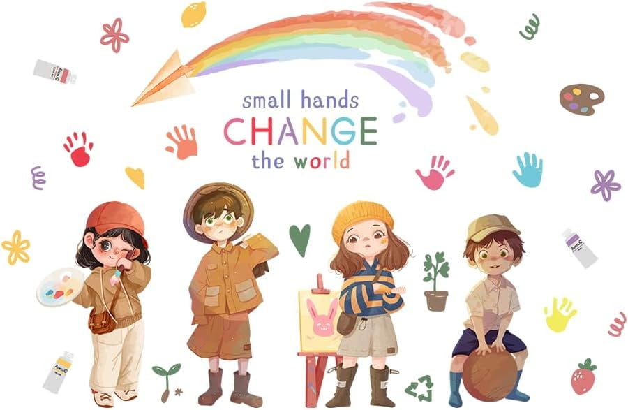 Nursery Wall Sticker Small Hands Change The World Wall Decal ...