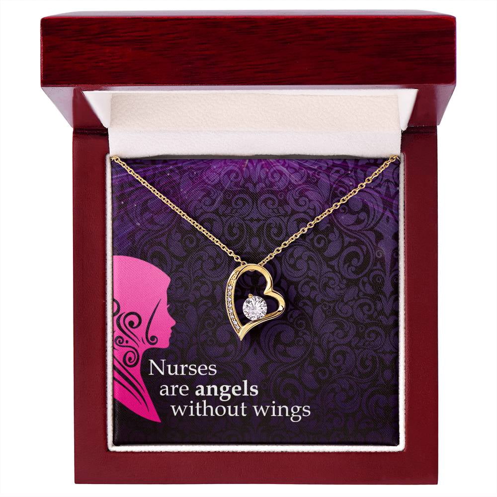 Nurses Are Angels Without Wings - Forever Love Necklace - 14k White ...