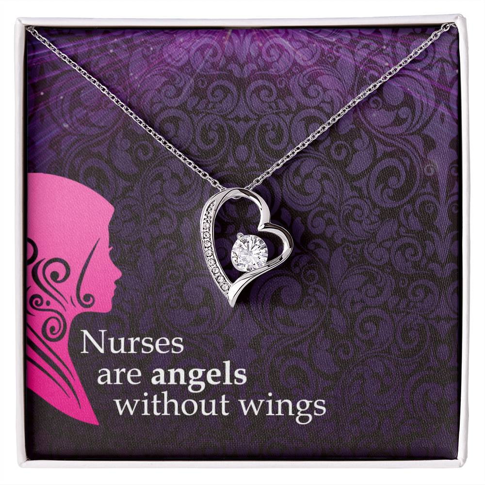 Nurses Are Angels Without Wings - Forever Love Necklace - 14k White ...