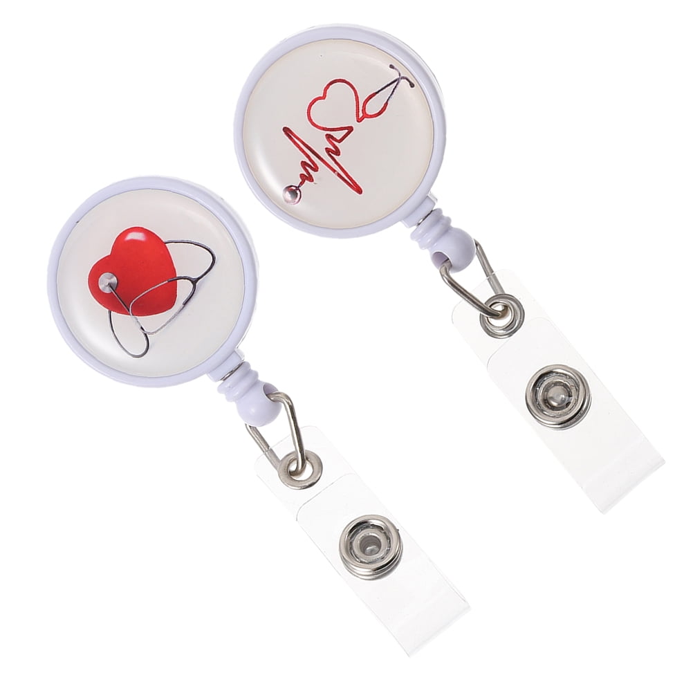 Nurses Badge Reels Retractable 2 Pcs Easy-to-pull Multifunction Label ...