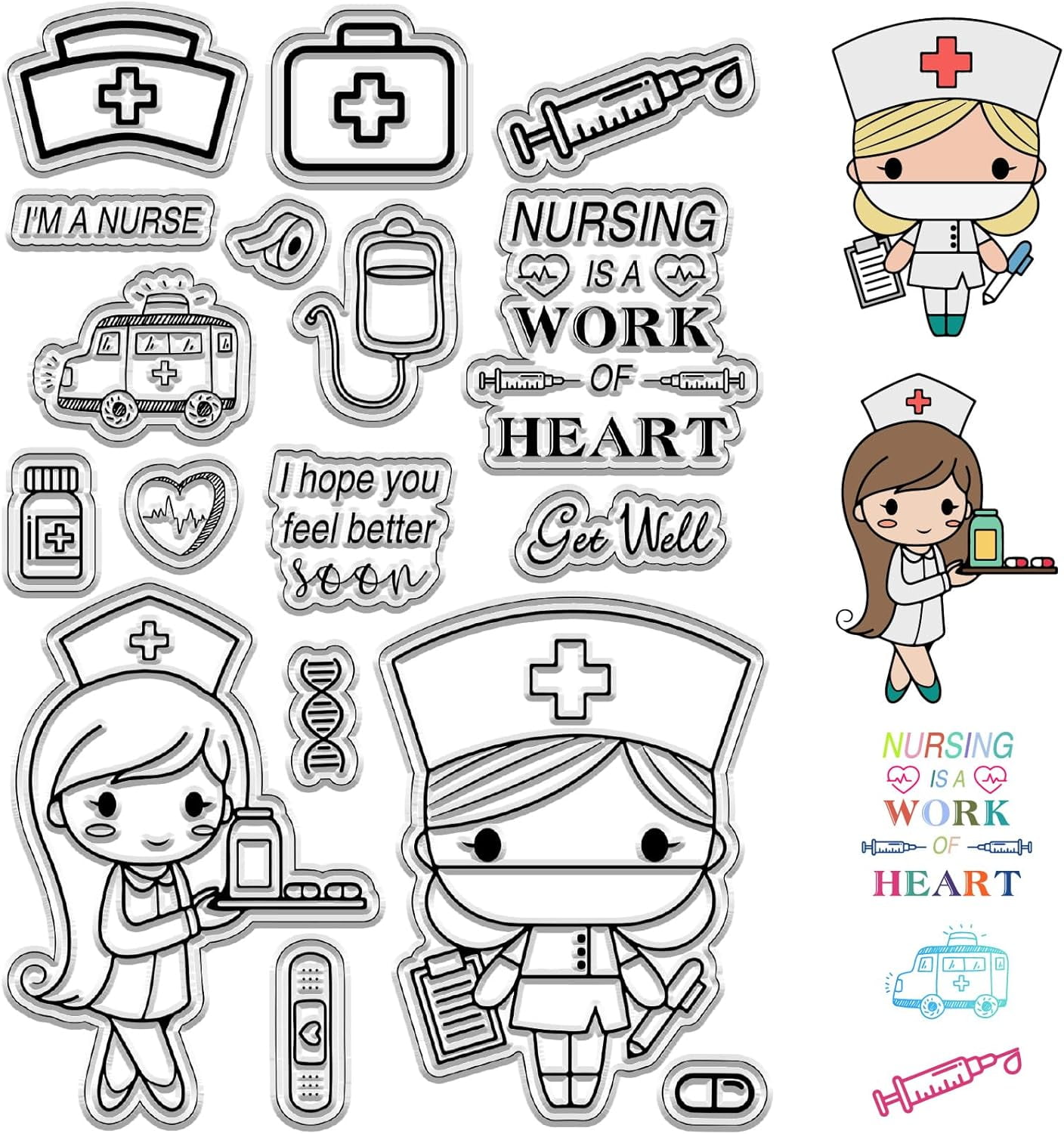 Nurses Clear Stamps Word Reusable Background Postmark Transparent ...