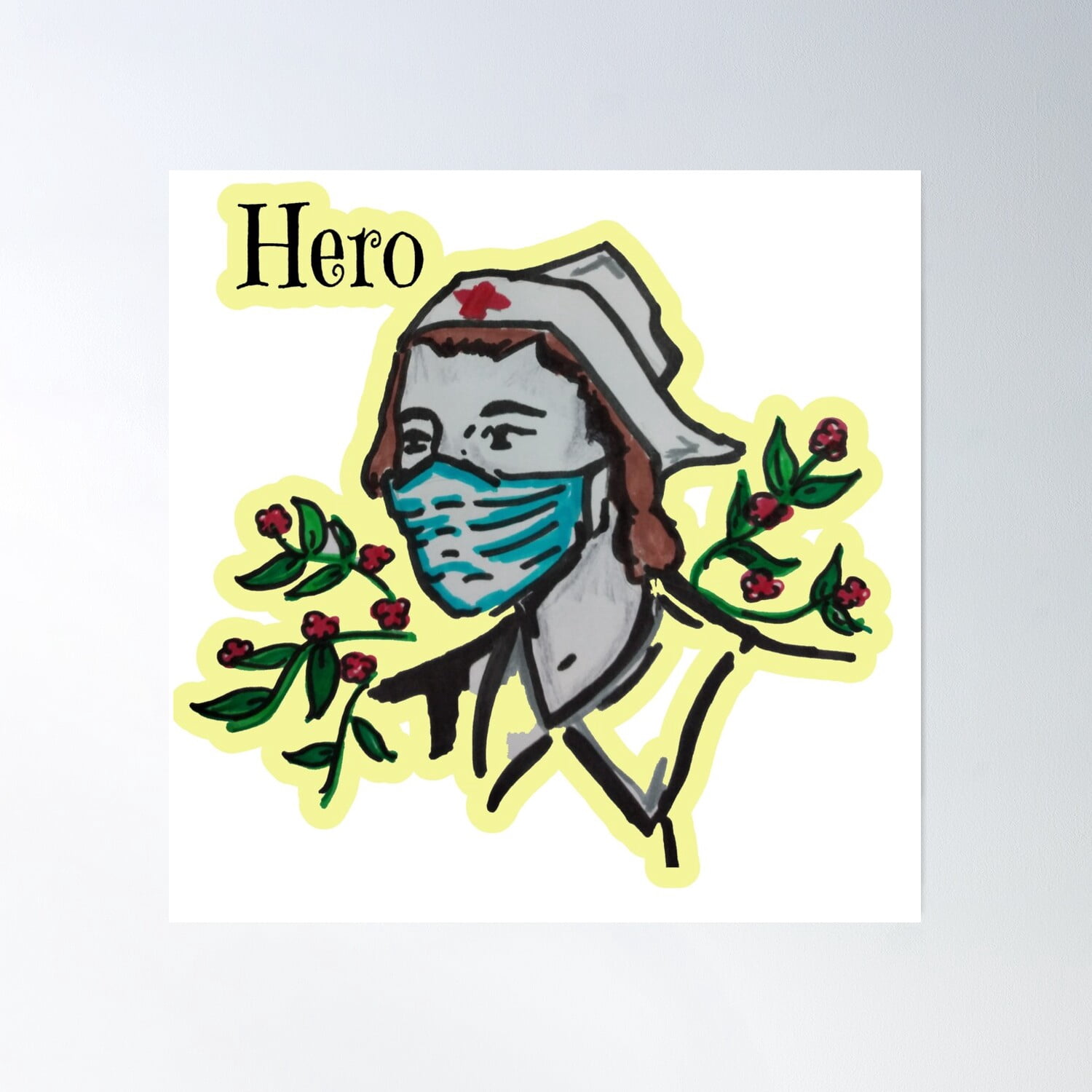 Nurses: Real-Life Hero Poster Wall Art, Modern Wall Decor, 24x24 ...