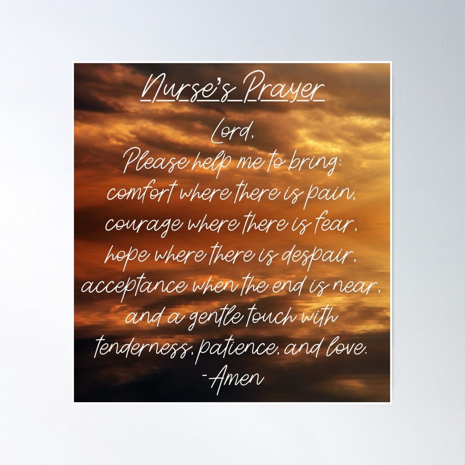 Nurses’S Prayer Poster Wall Art, Modern Wall Decor, 24x24 UNFRAMED ...