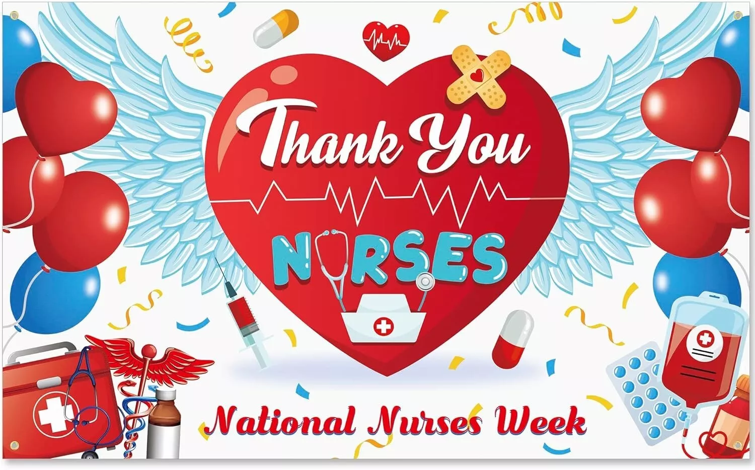 Nurses Week Decorations, Thank You Nurses Party Backdrop, 8x4ft ...