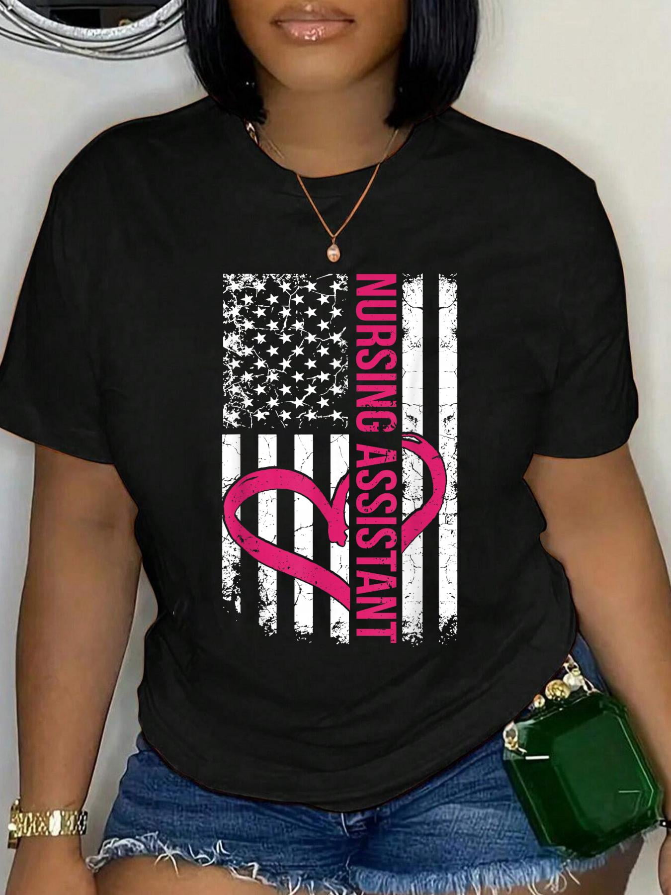 Nursing Assistant Nurse Flag Gift Women or Male CNA Nurses T-Shirt ...