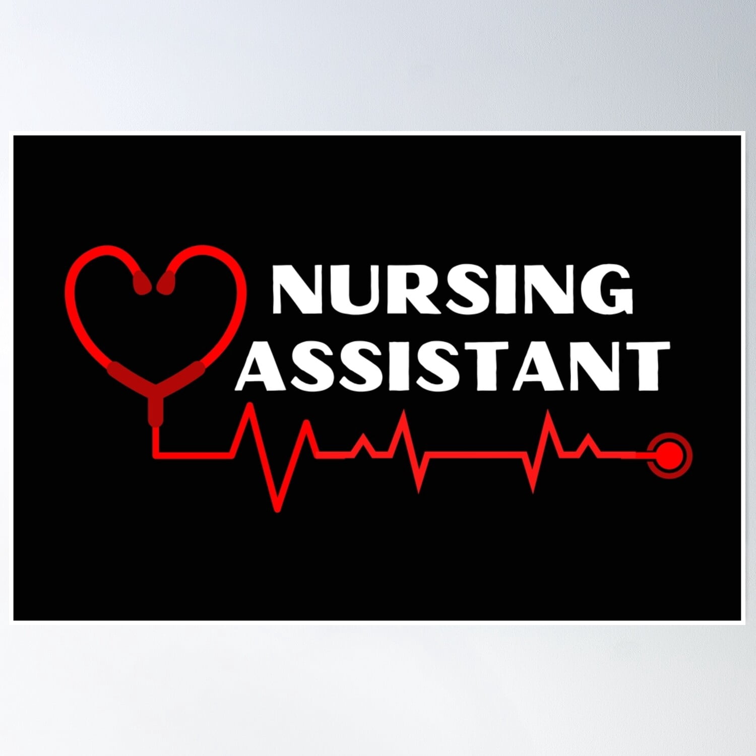 Nursing Assistant With Stethoscope Heartbeat (White Text)- Cna ...