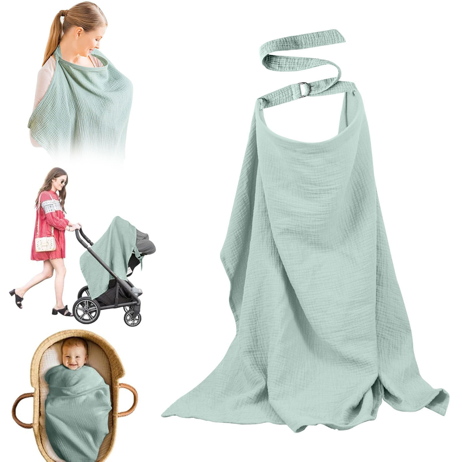 Nursing Cover for Baby Breastfeeding, Breathable 100% Cotton ...