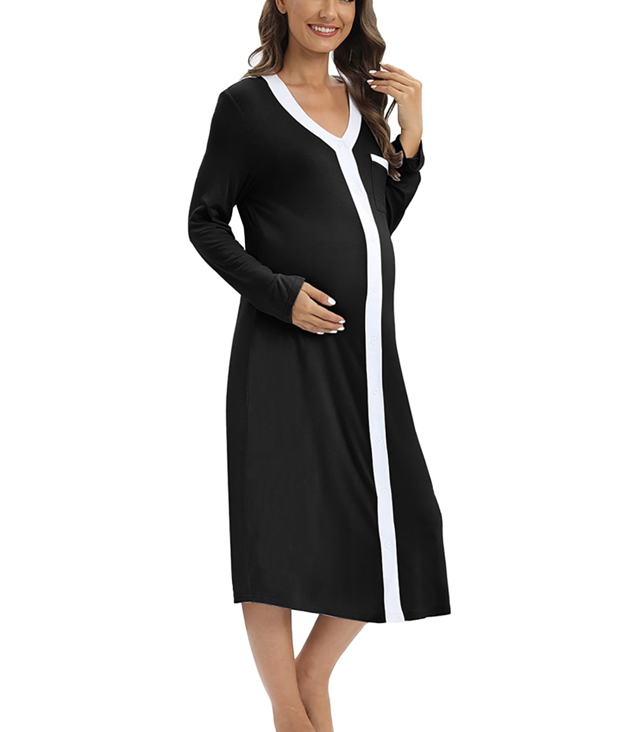Nursing Gown 3 in 1 Delivery/Labor/Nursing for Women Short/Long Sleeve ...