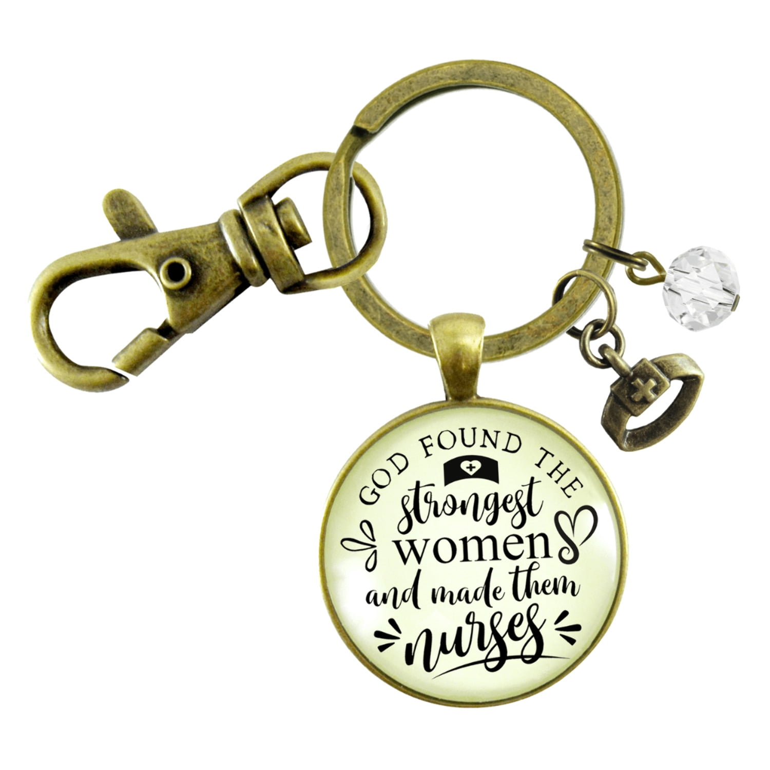 Nursing Gutsy Goodness Bronze Keychain God Found Strongest Women Nurses ...