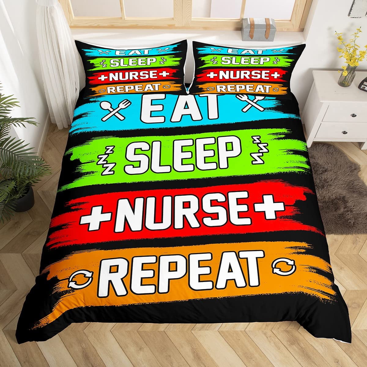 Nursing King Duvet Cover Nurse Hat Stethoscope Bedding Set Nurse Gifts ...