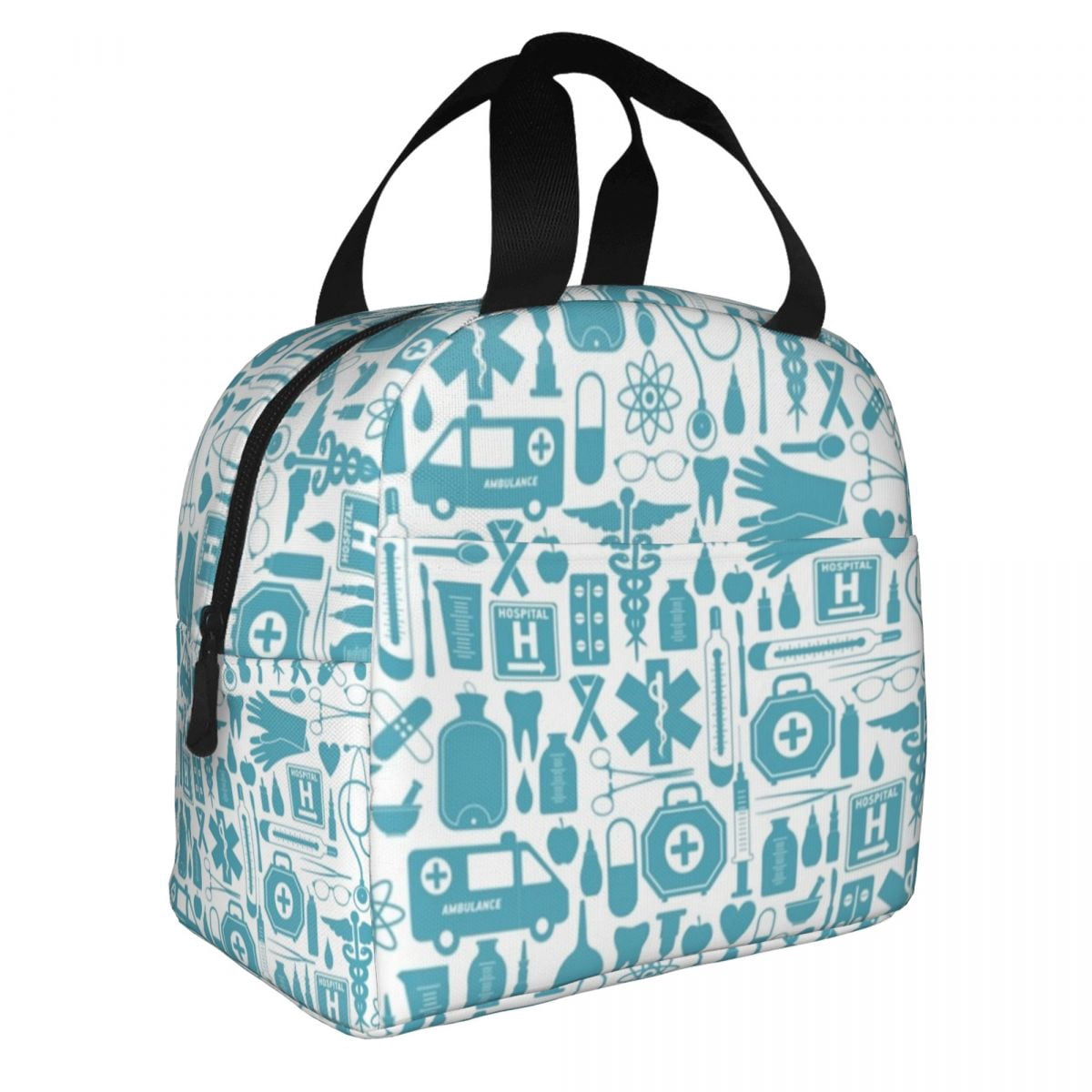 Nursing Nurse Pattern Insulated Lunch Tote Bag for Women Resuable ...