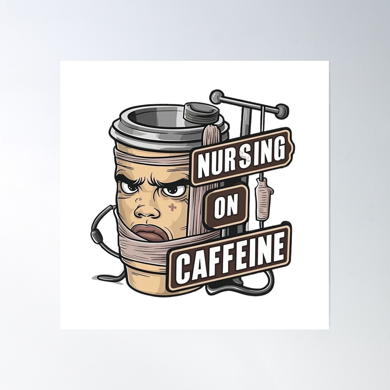 Nursing On Caffeine Poster Wall Art, Modern Wall Decor, 16x16 UNFRAMED ...