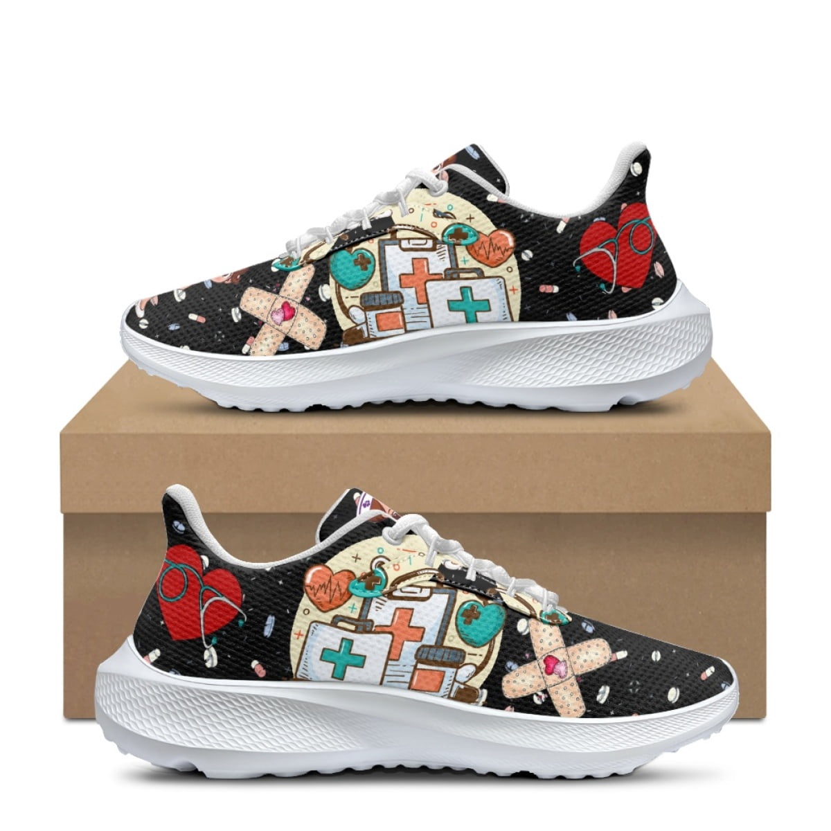Nursing Shoes Outdoor Mesh Running Shoes for Women Cute Cartoon Nurse ...