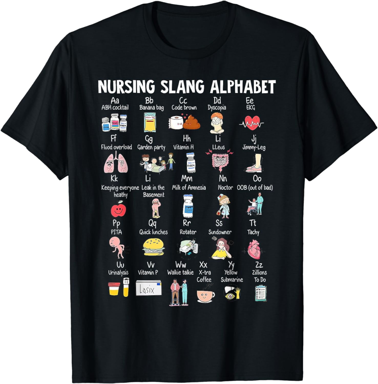 Nursing Slang Alphabet T-Shirt - Walmart.com