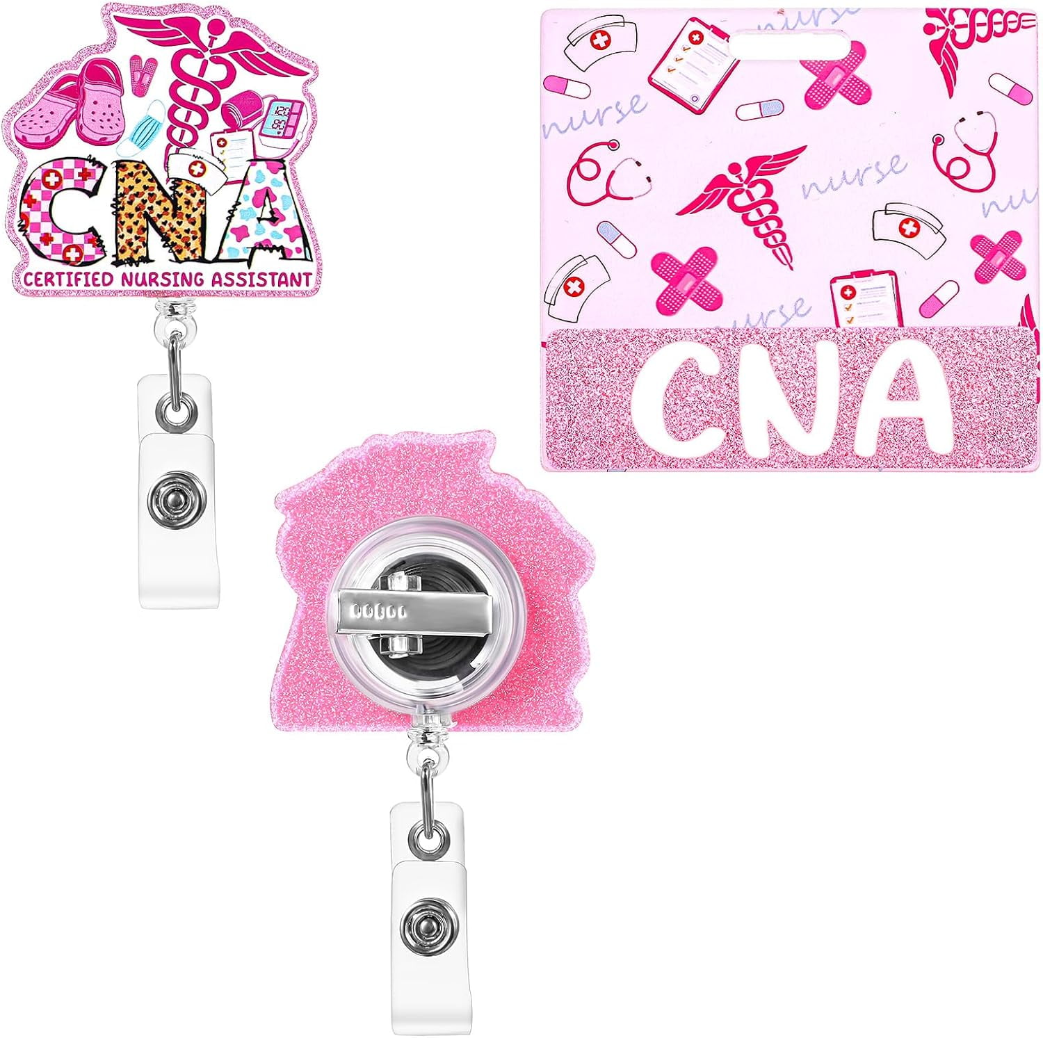 Nursing Student Badge Reel and Buddy, Glitter Nursing Name Tag ...