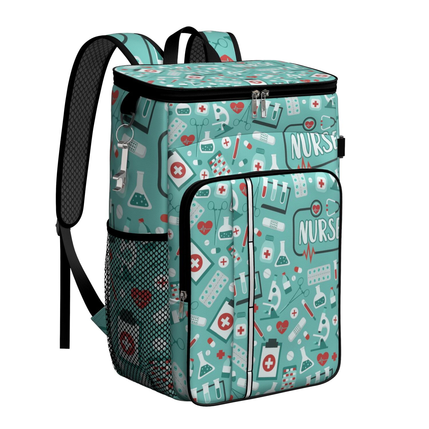 Nursing Themed Cooler Backpack, Leakproof Insulated Lunch Backpack with ...