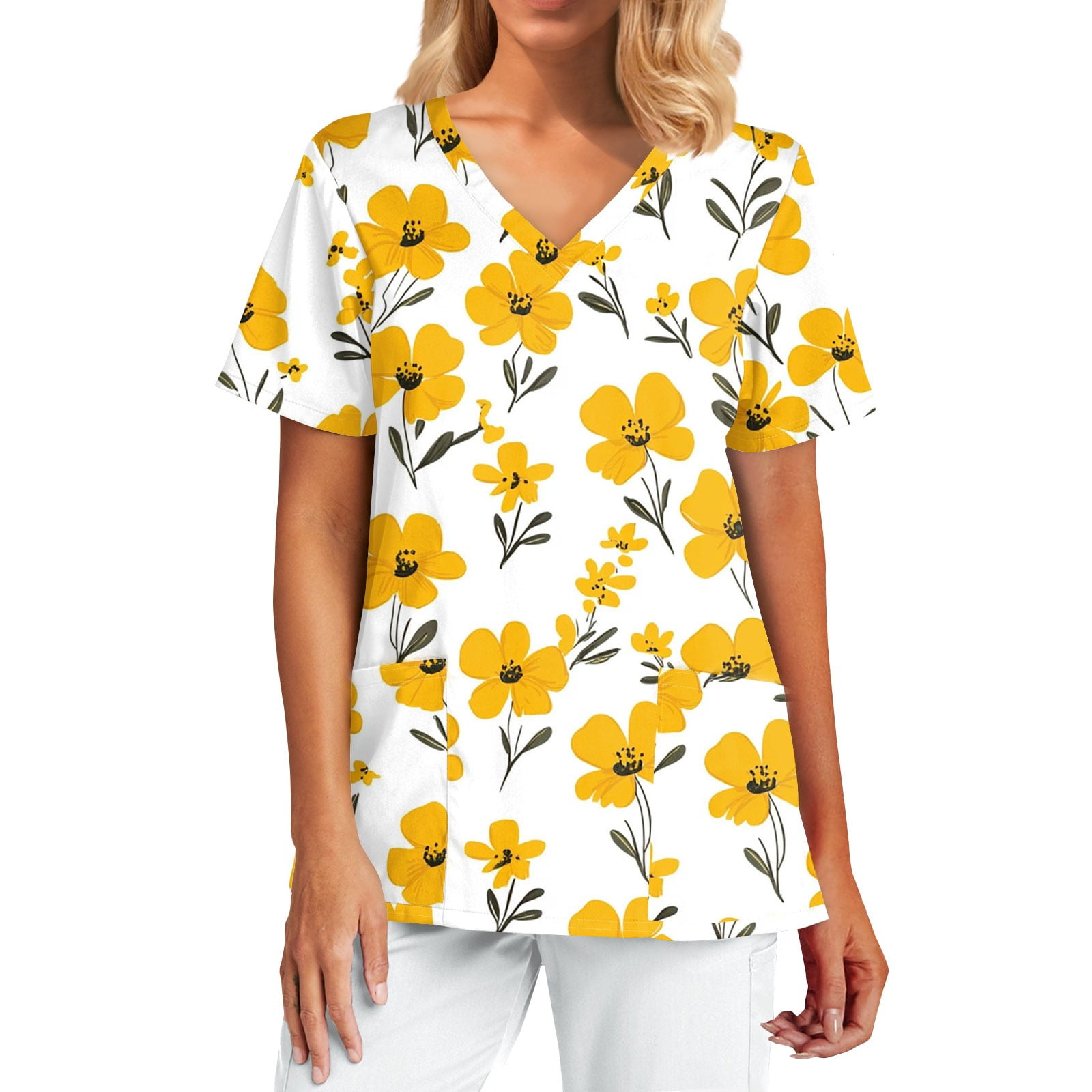 Nursing Uniforms for Women,Floral Printed Scrub Tops for Women ...