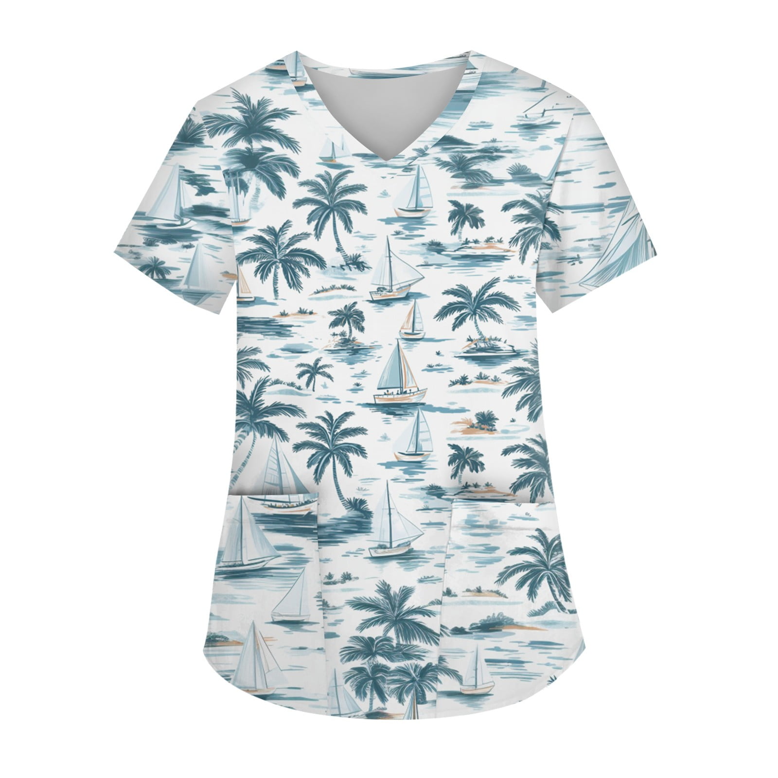 Nursing Uniforms for Women,Hawaiian Print Scrubs Top- Performance ...