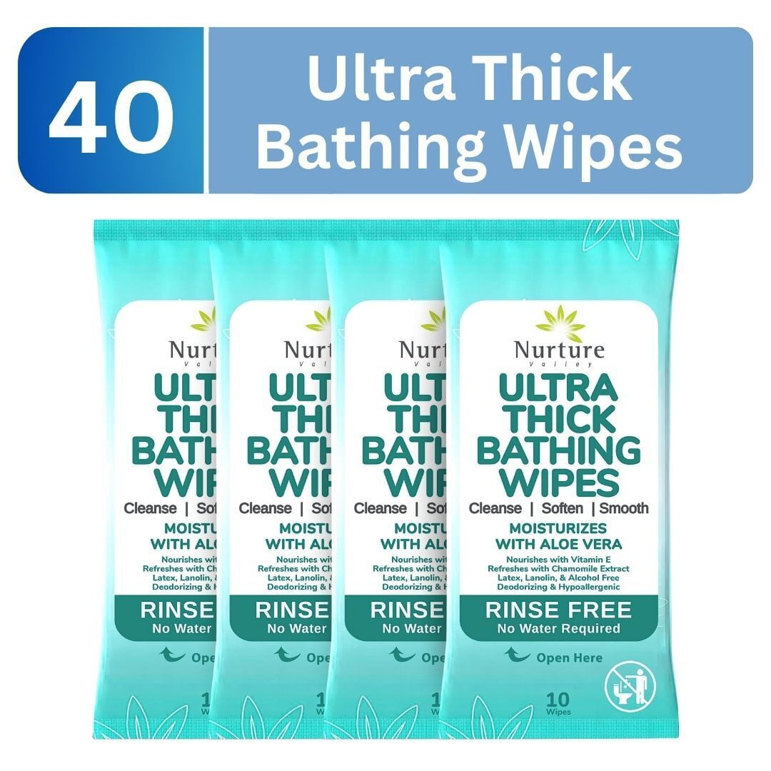 Nurture XL No-Rinse Shower Wipes, Ultra-Thick Full Body Wipes, Alcohol ...