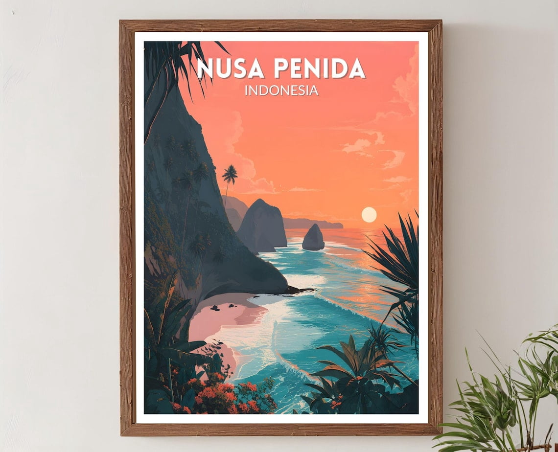 Nusa Penida Indonesia Sunset Beach Romantic Tropical Coastal Wall Art ...