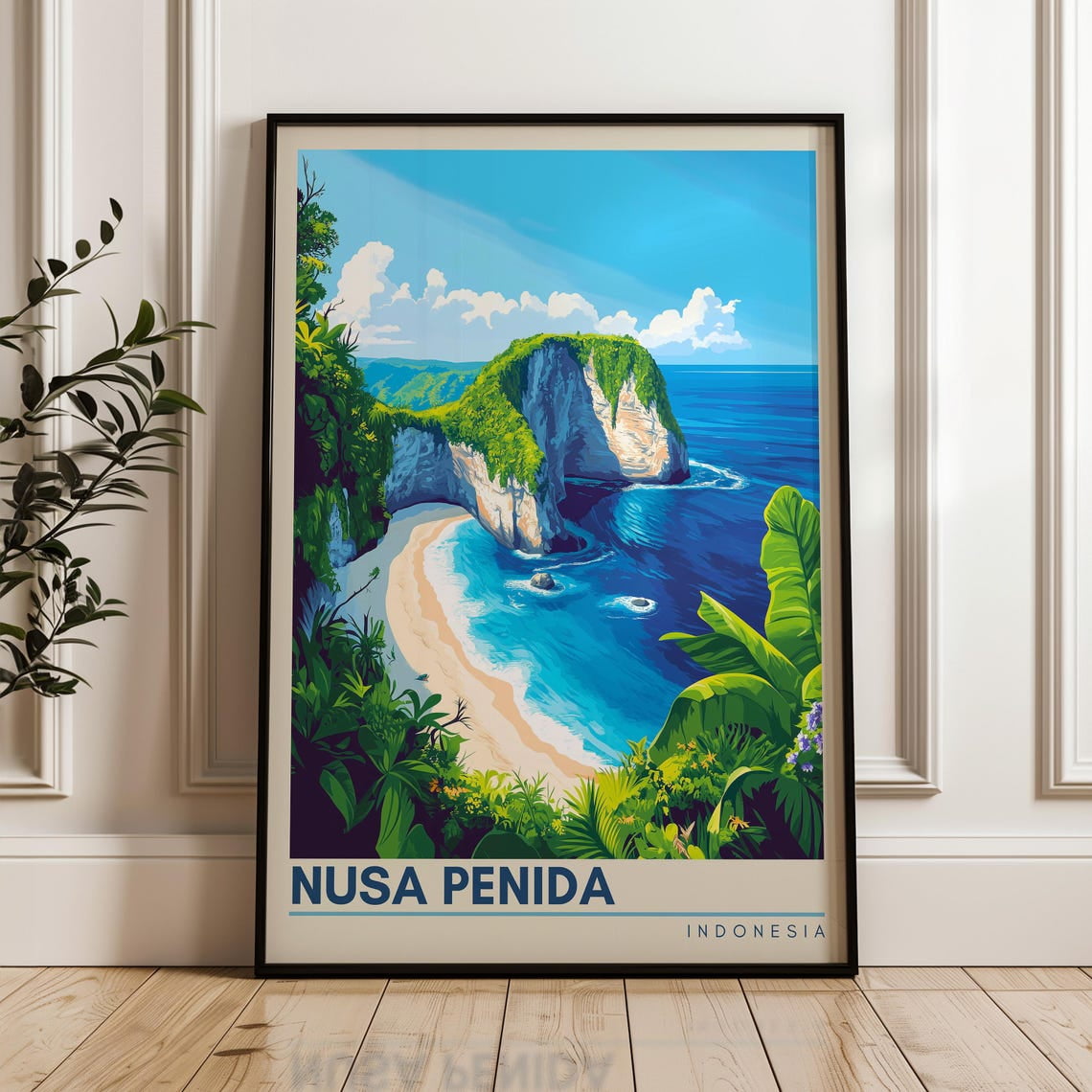 Nusa Penida Travel Poster - Indonesia Wall Art Print, Illustration ...