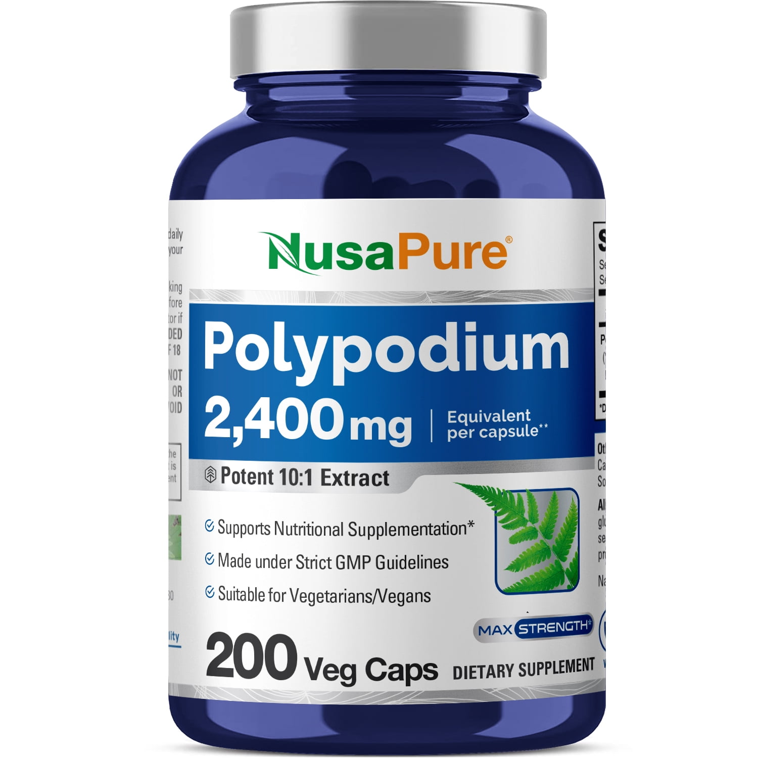 NusaPure 2400mg Polypodium Leucotomos 200 Veggie Capsules: Vegan, Non ...