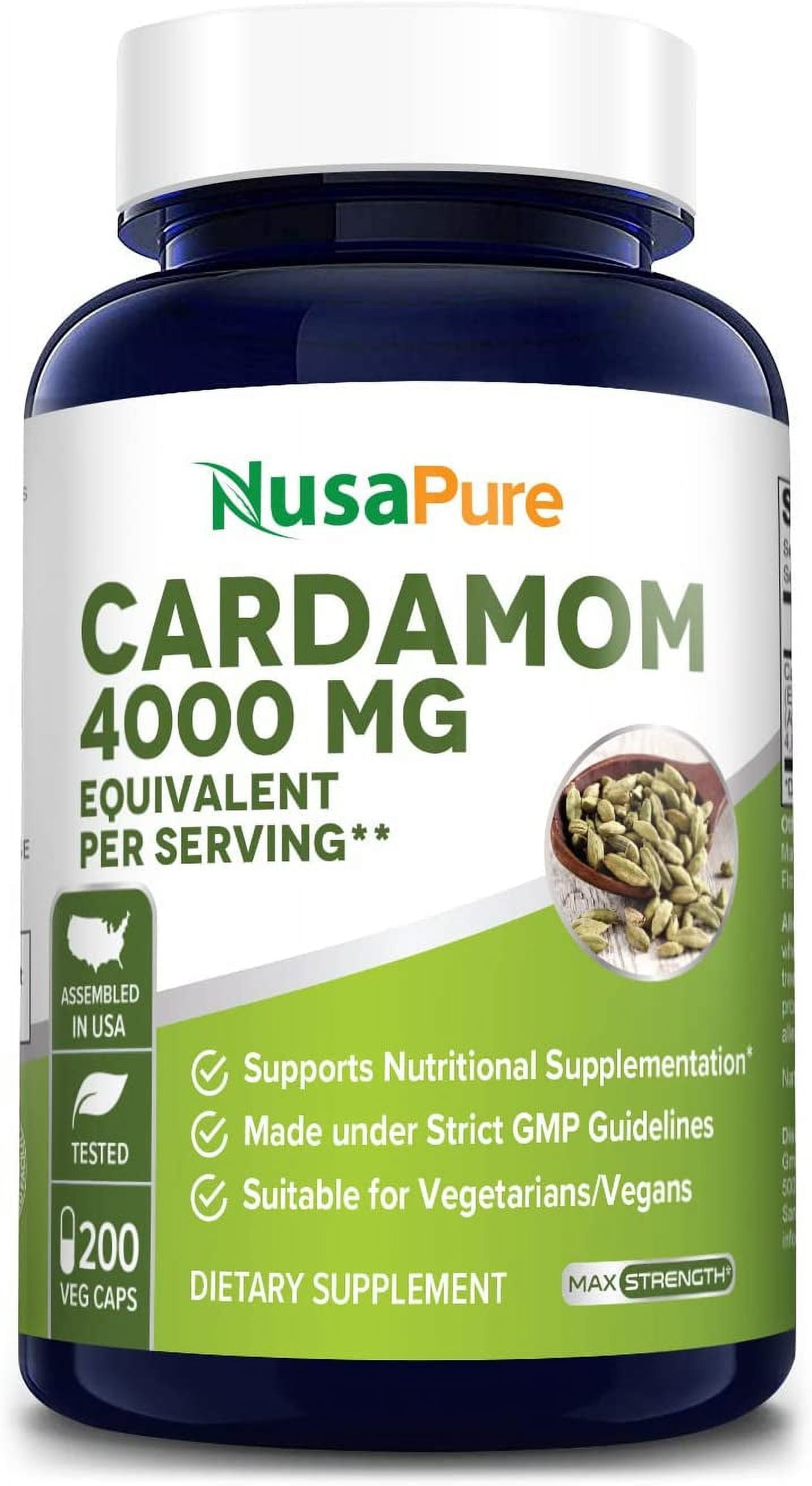 NusaPure Cardamom Extract 4000mg, 200 Vegetarian Capsules, Non-GMO ...