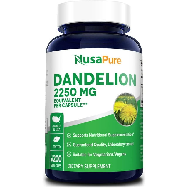 NusaPure Advanced 5:1 Dandelion Root Extract 200 Capsules, 2250mg ...