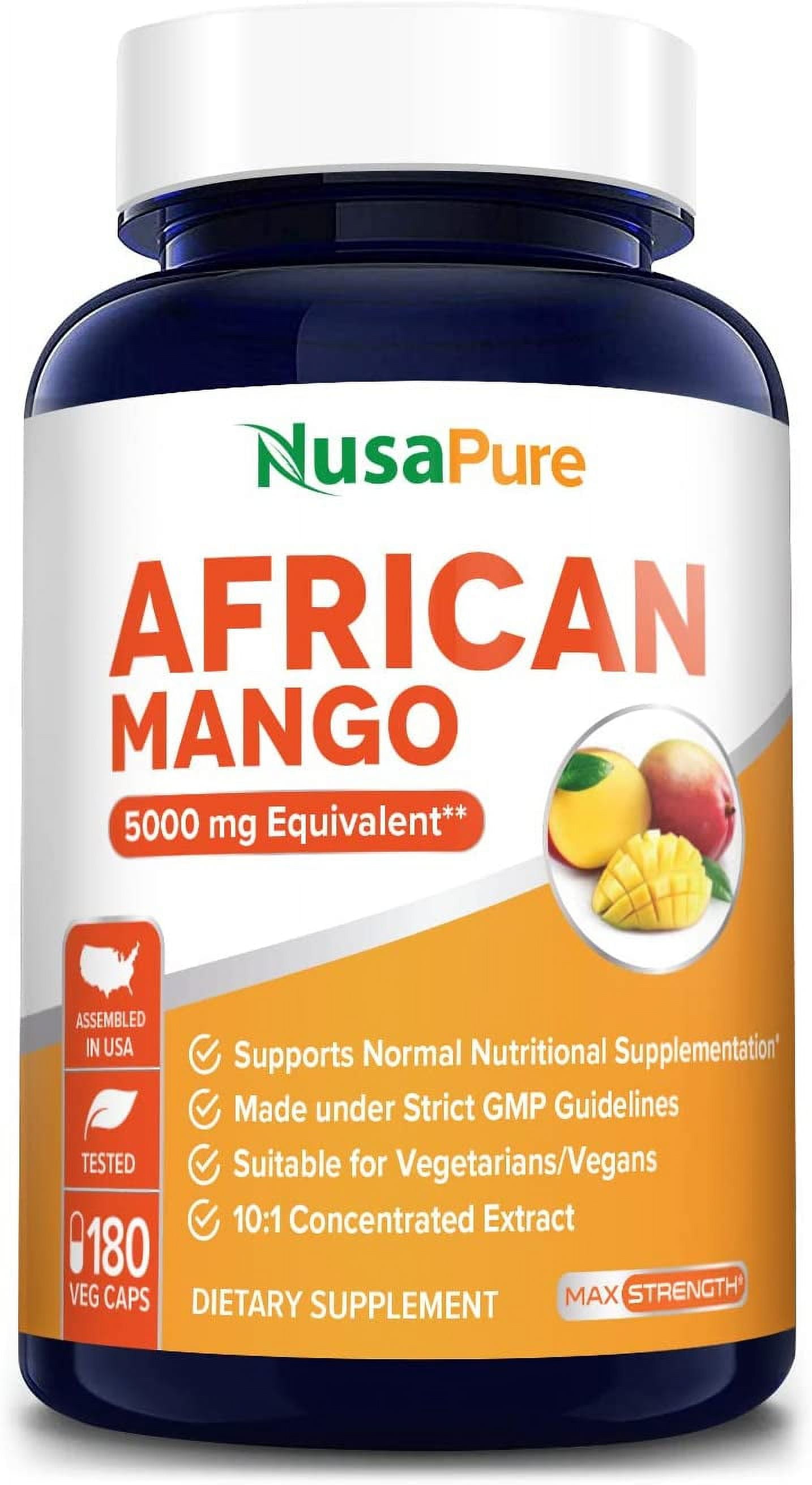 NusaPure 5,000mg African Mango Extract: 180 Veggie Capsules, Dietary ...