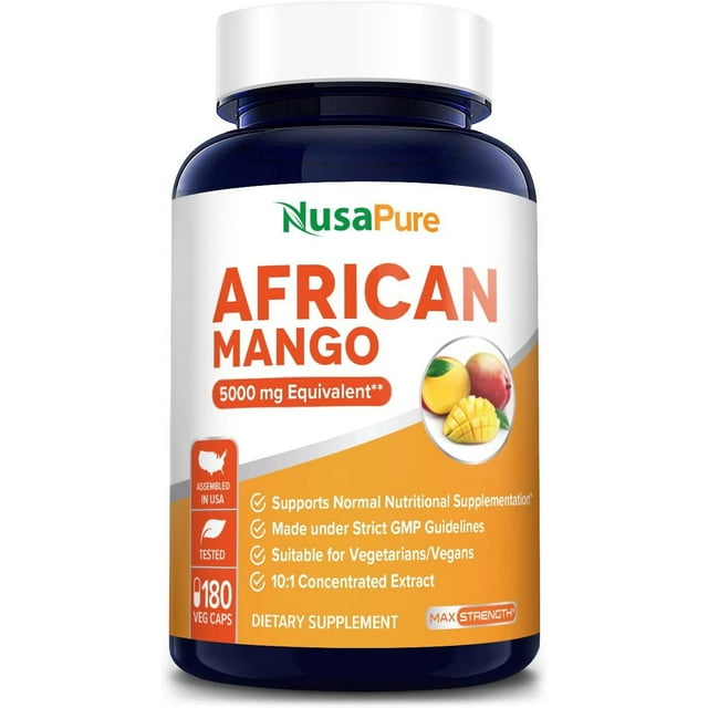 NusaPure 5,000mg African Mango Extract: 180 Veggie Capsules, Dietary ...