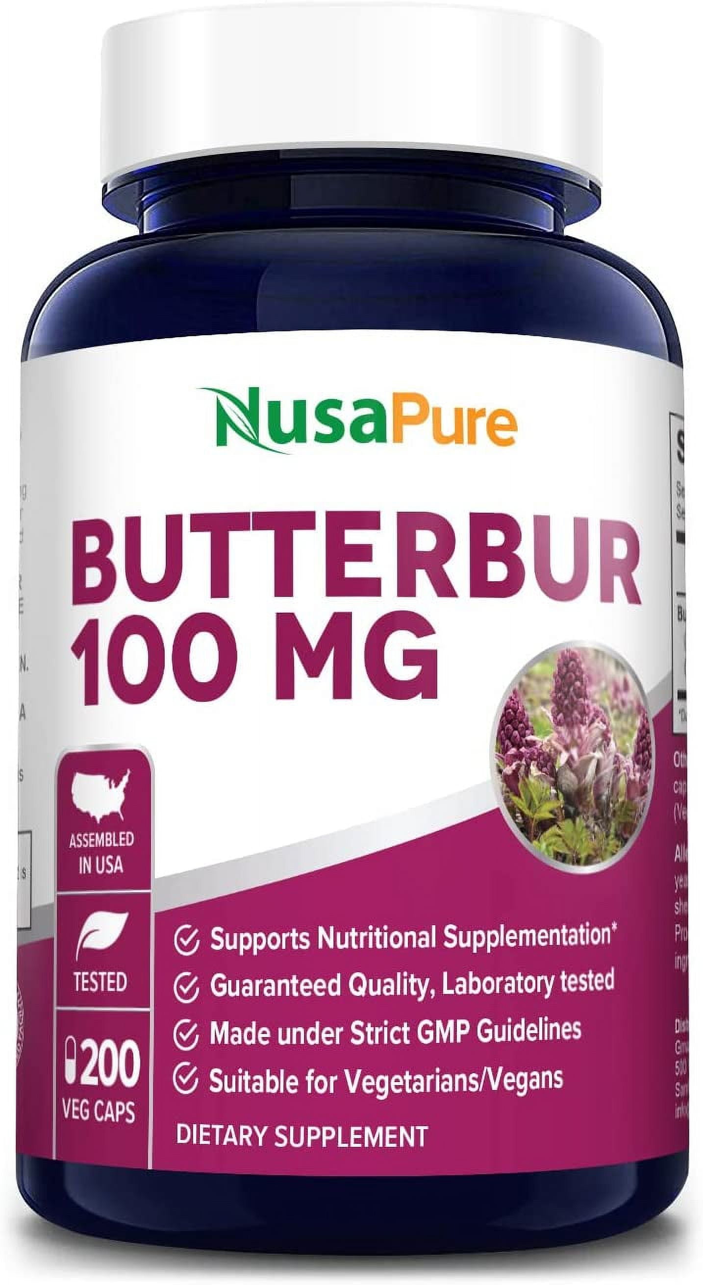 NusaPure Butterbur Extract: 100mg per Capsule, 200 Veggie Capsules ...