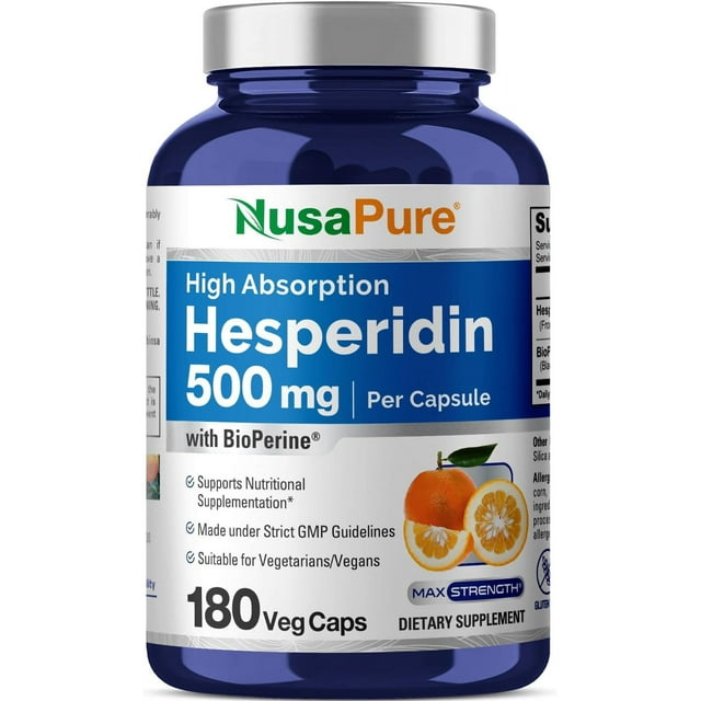 NusaPure Hesperidin 500mg, 180 Caps - Non-GMO, Dietary Supplement for ...