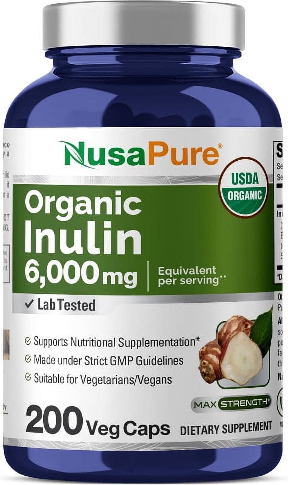 NusaPure Inulin Powder 6000mg | 200 Veggie Capsules | 20:1 Extract ...