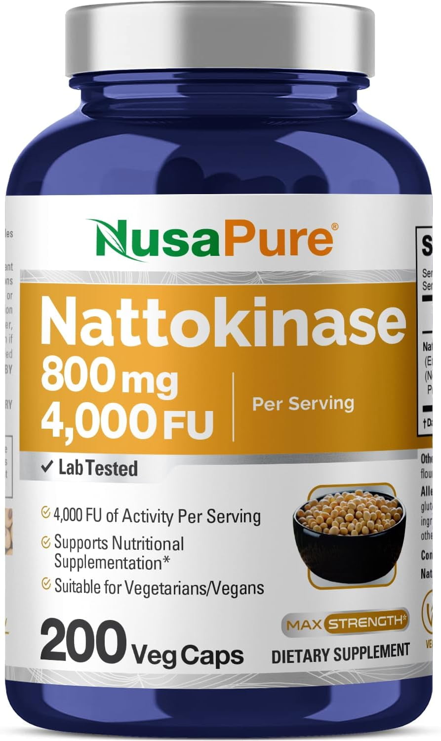NusaPure Nattokinase 800mg: Potent 4000 FU Dietary Supplement Promoting ...
