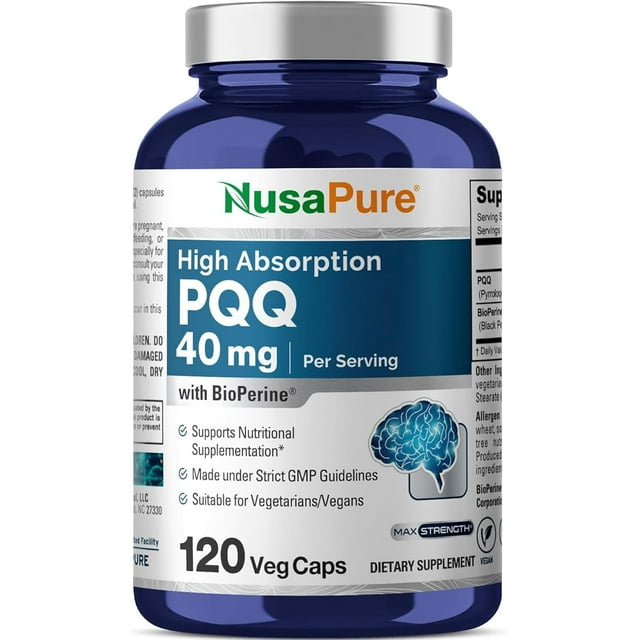 NusaPure PQQ Supplement 40 mg, 120 Veggie Capsules, Non-GMO ...