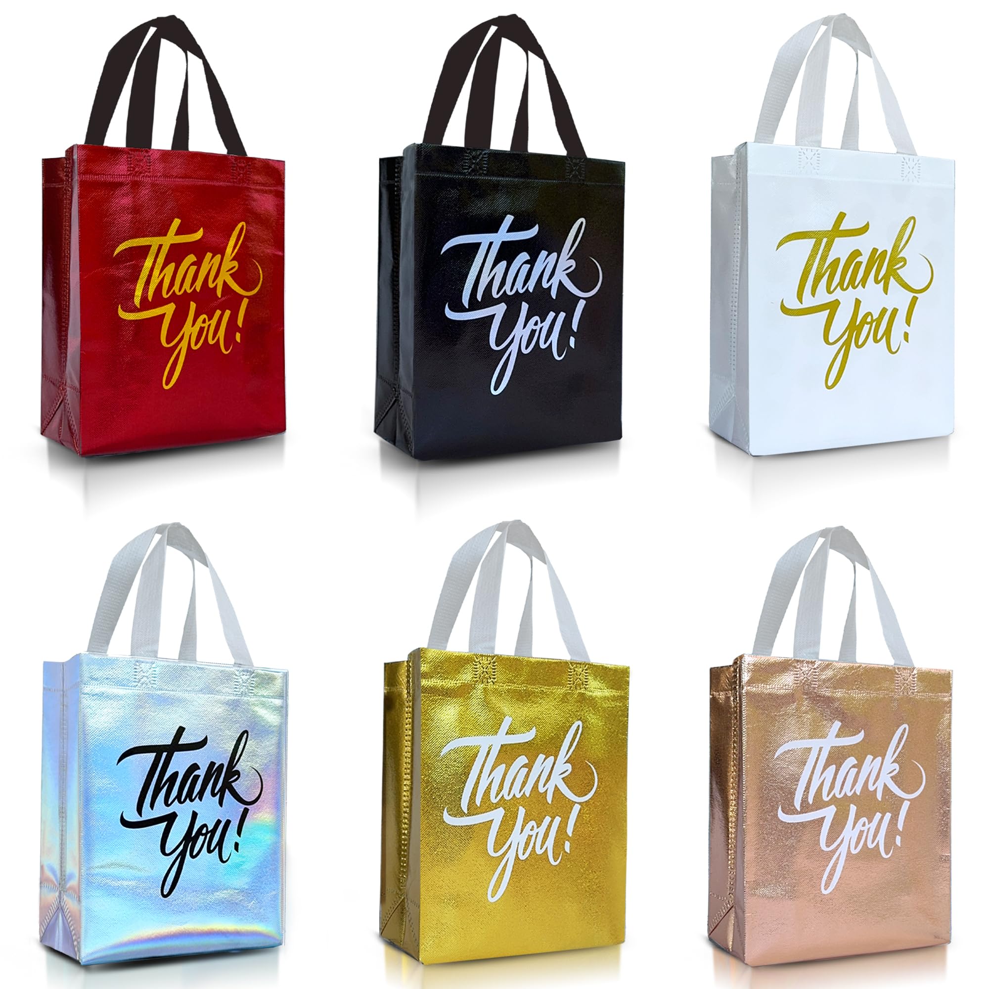 Nush Nush Thank You Gift Bags Bulk Medium - Set of 12 Reusable Thank You Bags From Six Vibrant ...