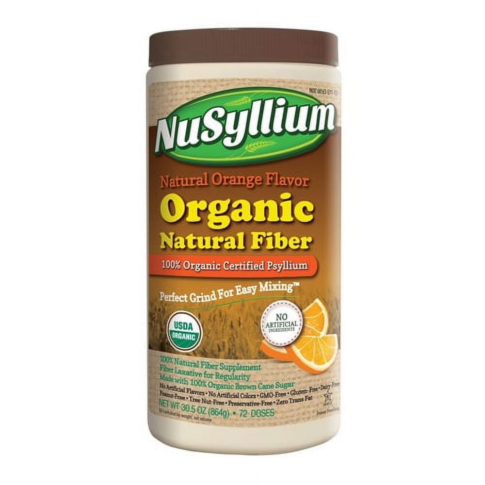 Nusyllium Organic Pure Psyllium Fiber Powder, Natural Orange Flavor ...
