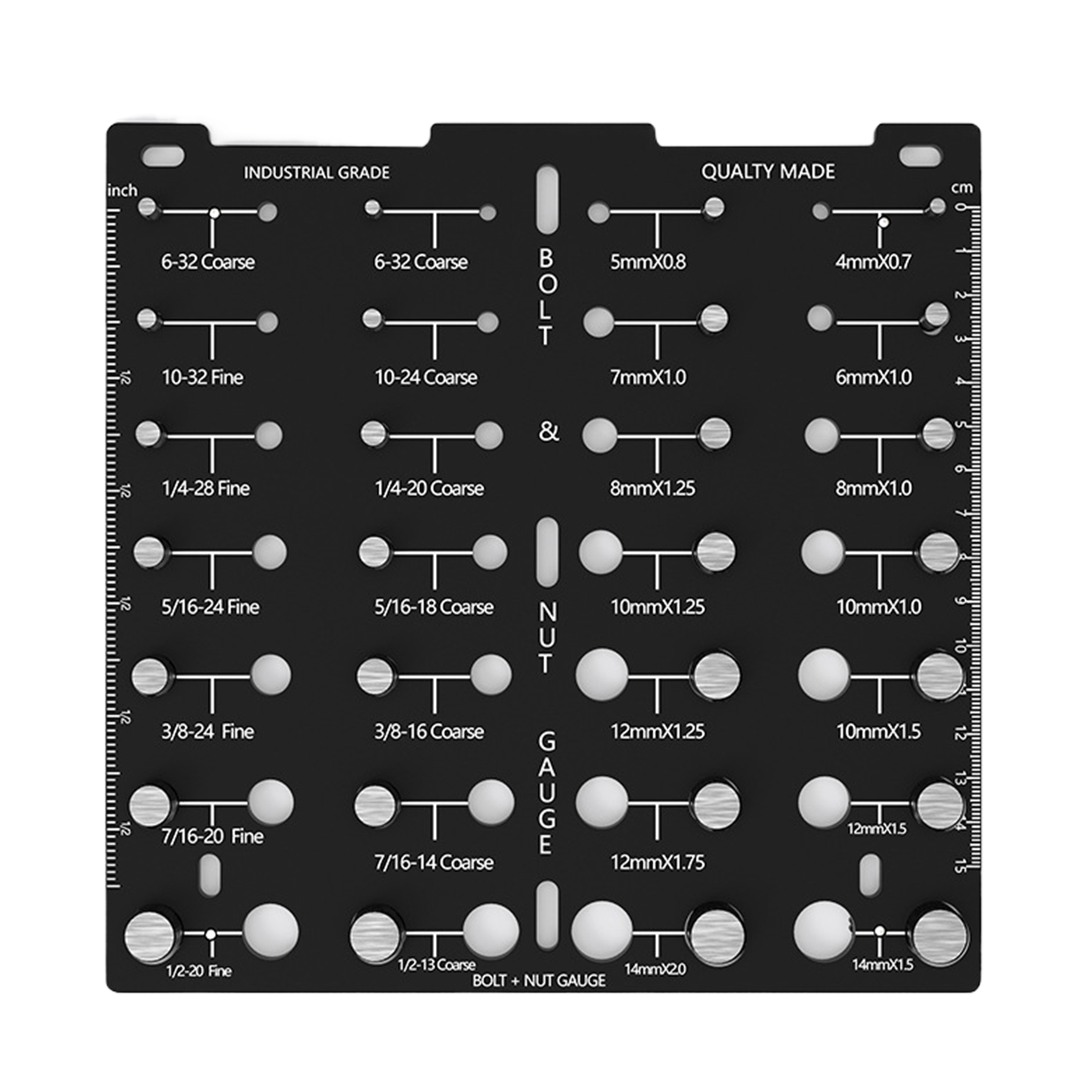 Nut And Bolt Thread Checker，Bolt Size Gauge，Imperial And Metric Thread ...