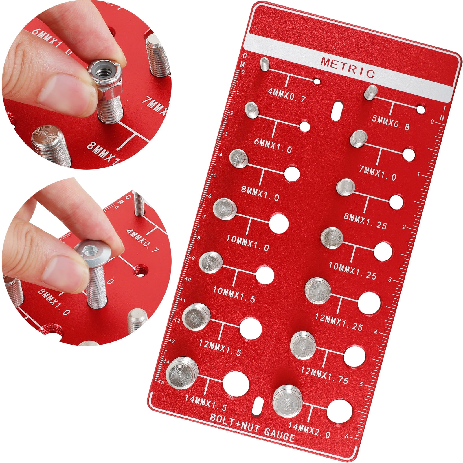 Nut and Bolt Thread Checker 14 Metric/14 Standard Size Aluminum Alloy ...
