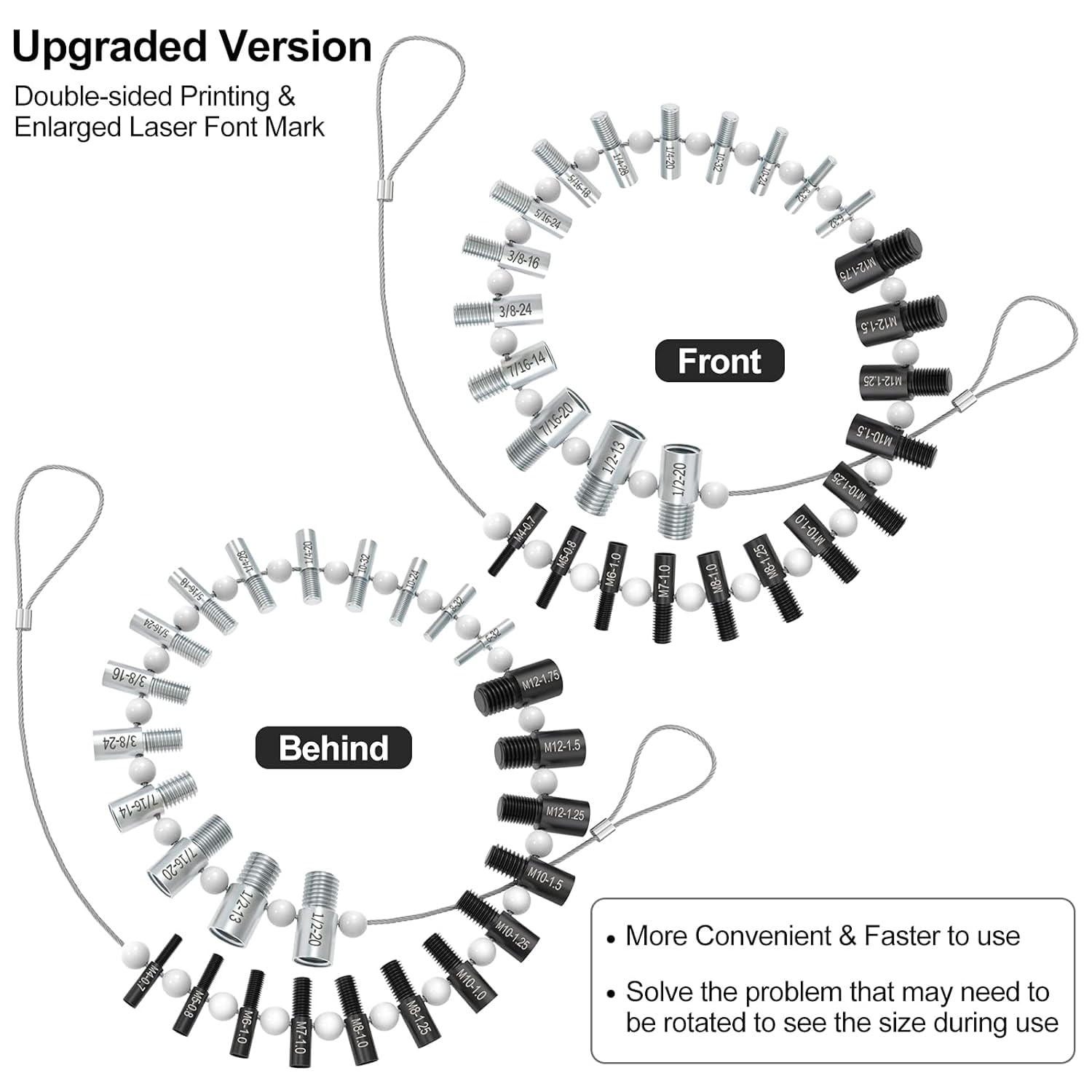 Nut and Bolt Thread Checker, 26 Male/Female Identifier Gauge, Quickly ...