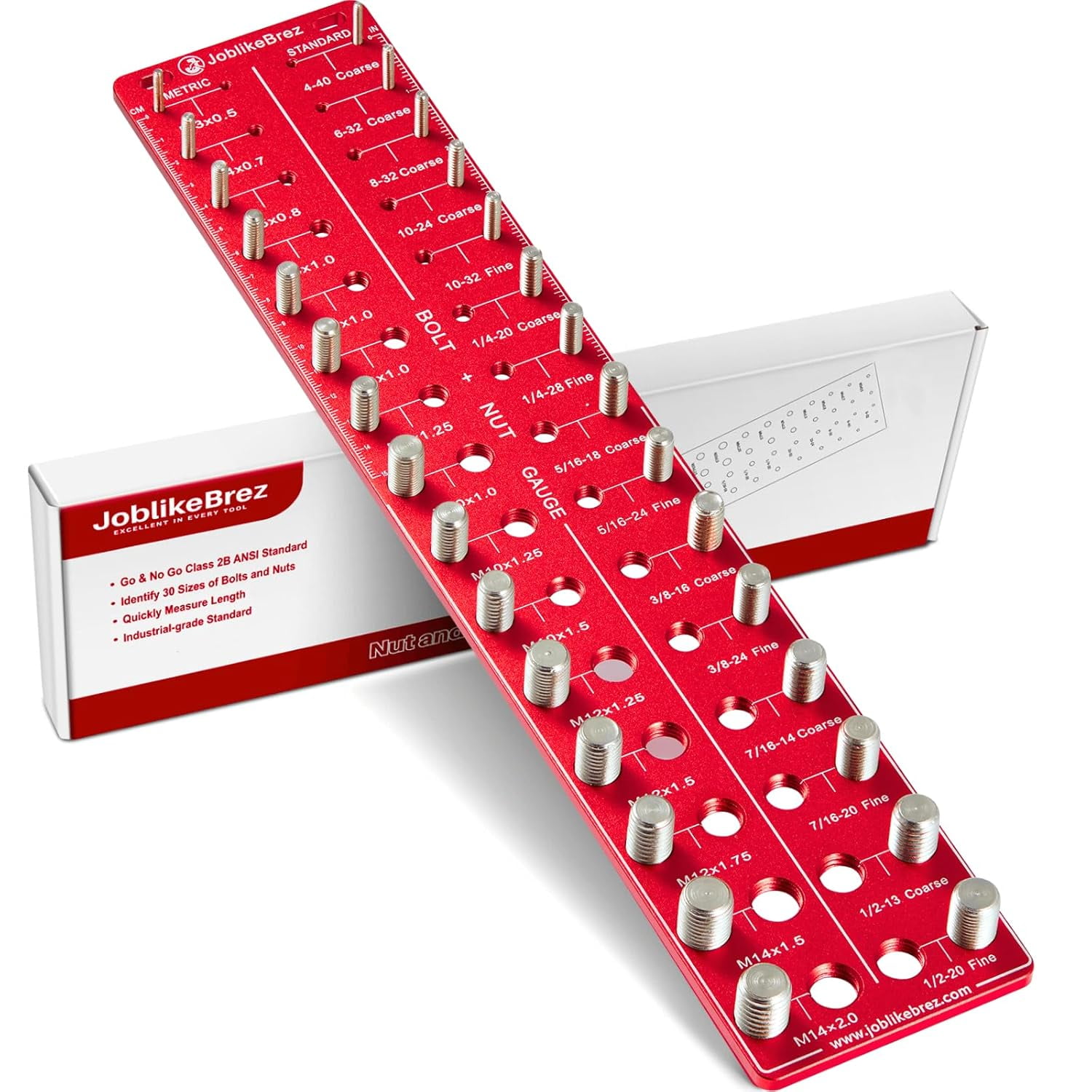 Nut and Bolt Thread Checker with 30 SAE/Inch & Metric Sizes, Handy Bolt ...