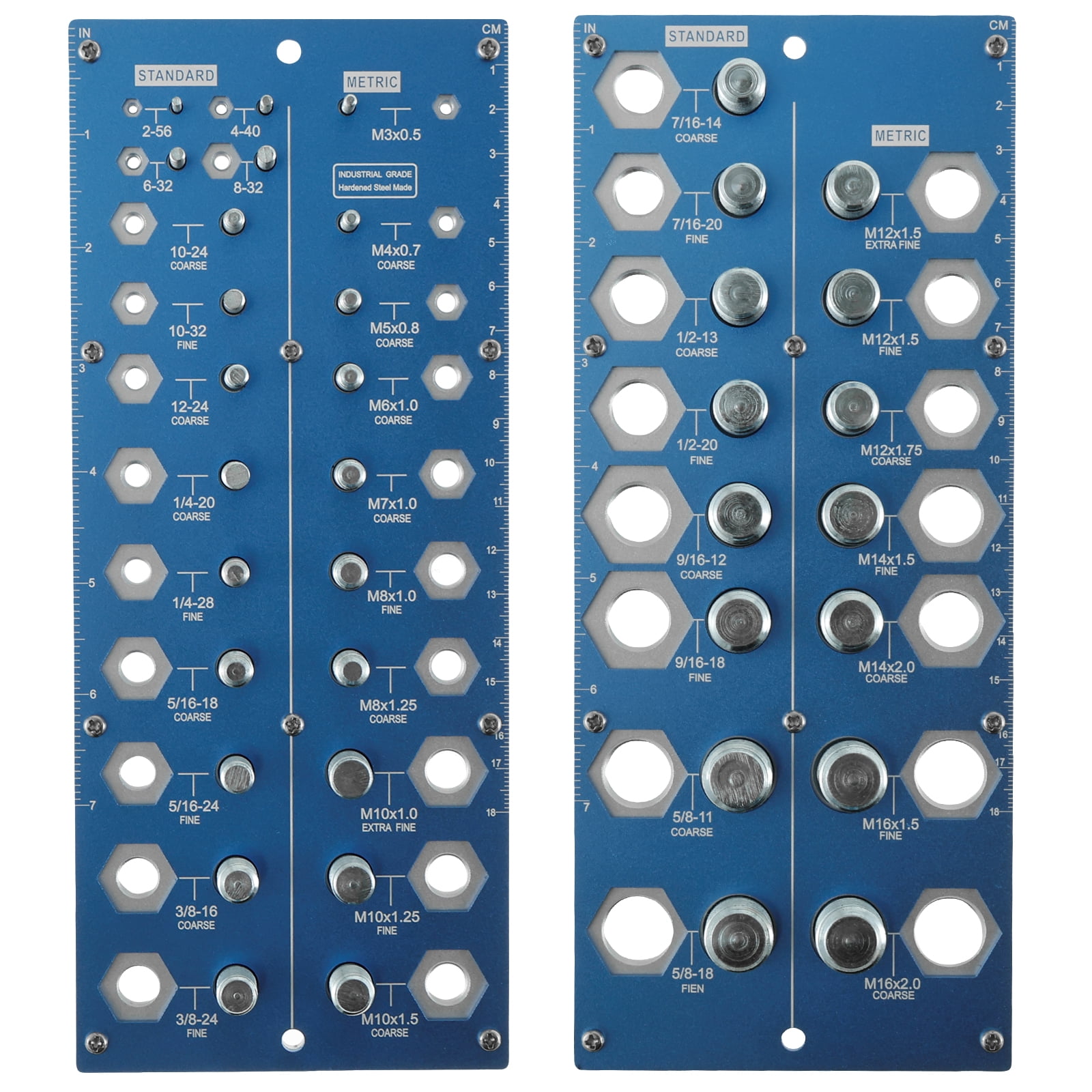 Nut and Bolt Thread Checker Set Sturdy Thread Identifier Gauge 38 Holes ...