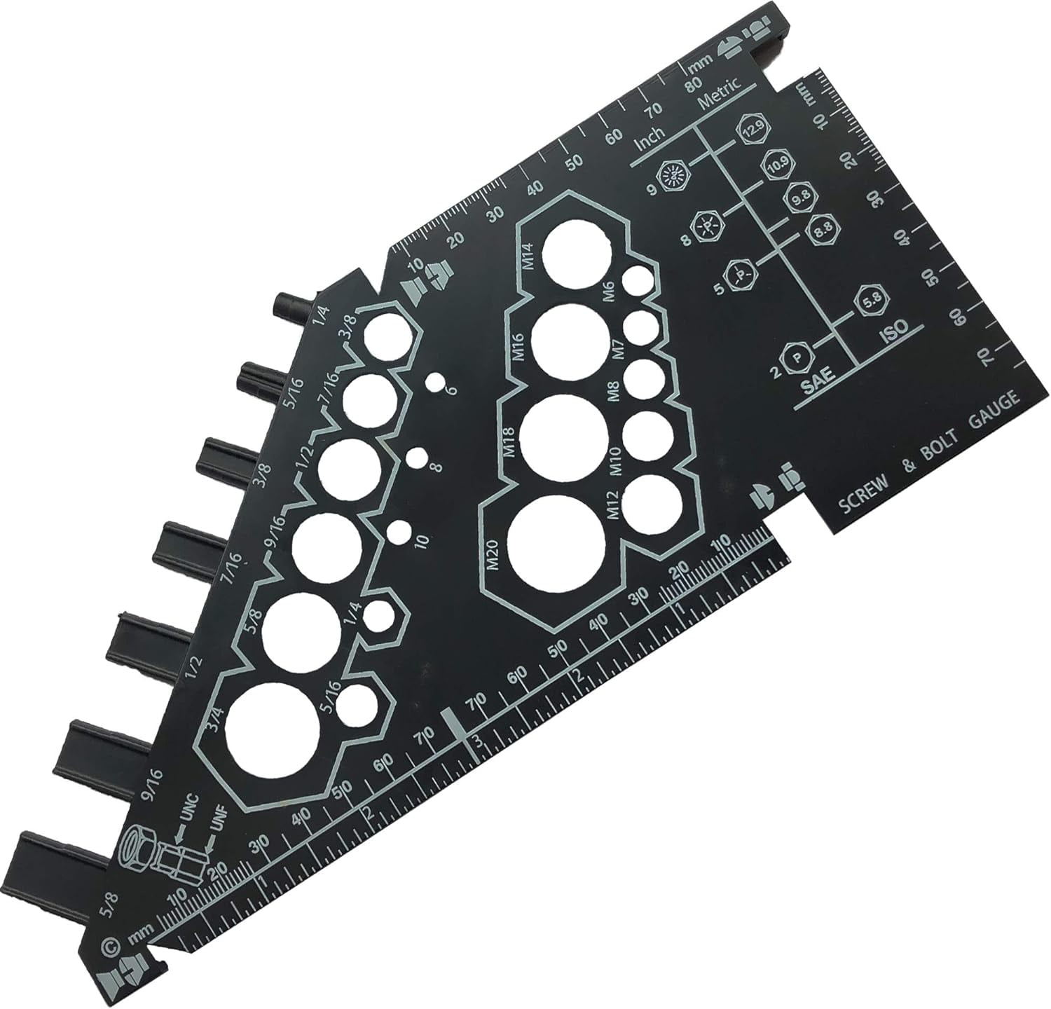 Nut Bolt & Thread Gauge - 27 Size Measurements, Measures Thread Sizes ...