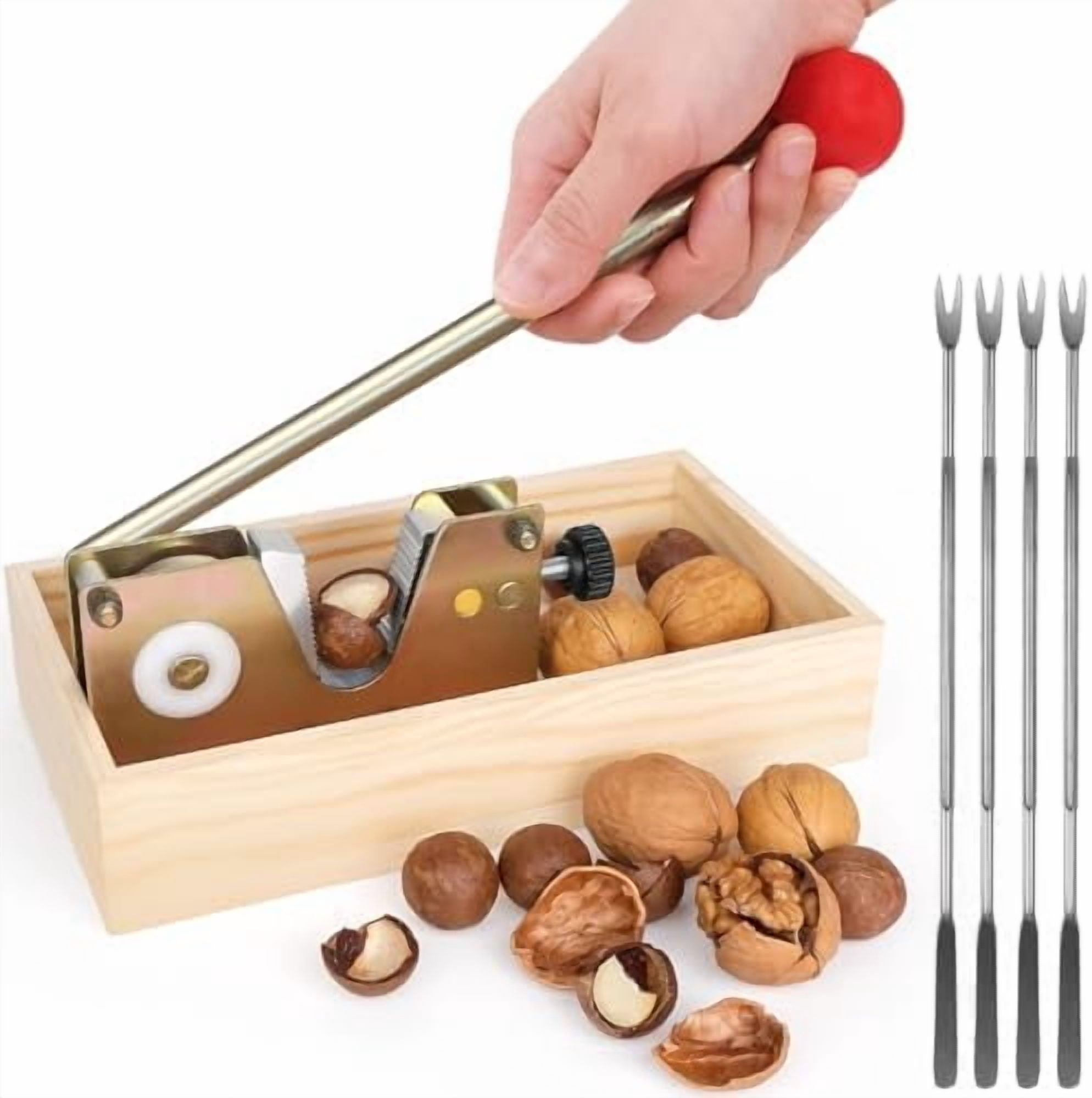 Nut Cracker Heavy Duty Walnut Cracker with Wooden Base Adjustable Nut ...