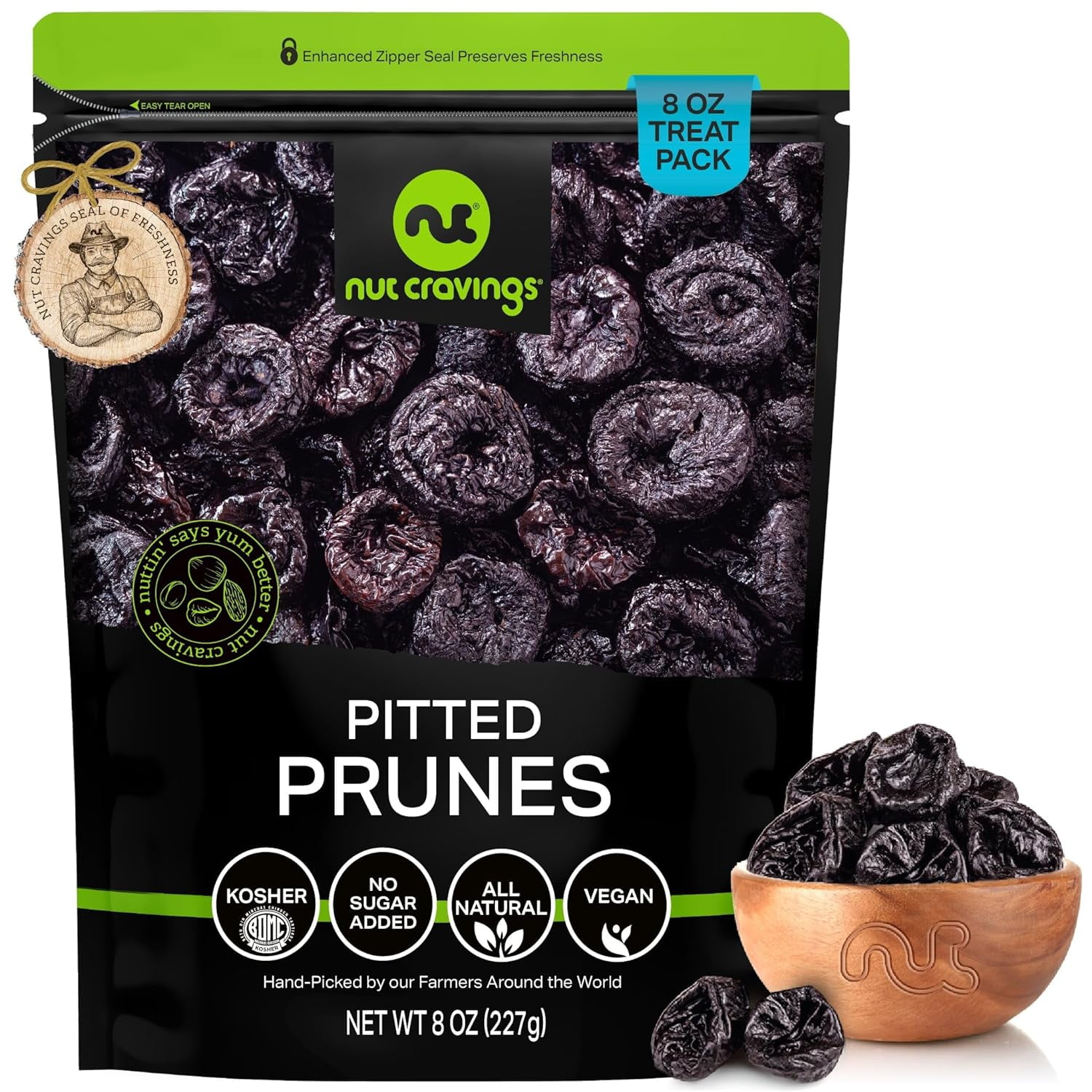 Nut Cravings Dried Pitted Unsweetened Prunes 8oz, Rich in Fiber and Nutrients - Walmart.com