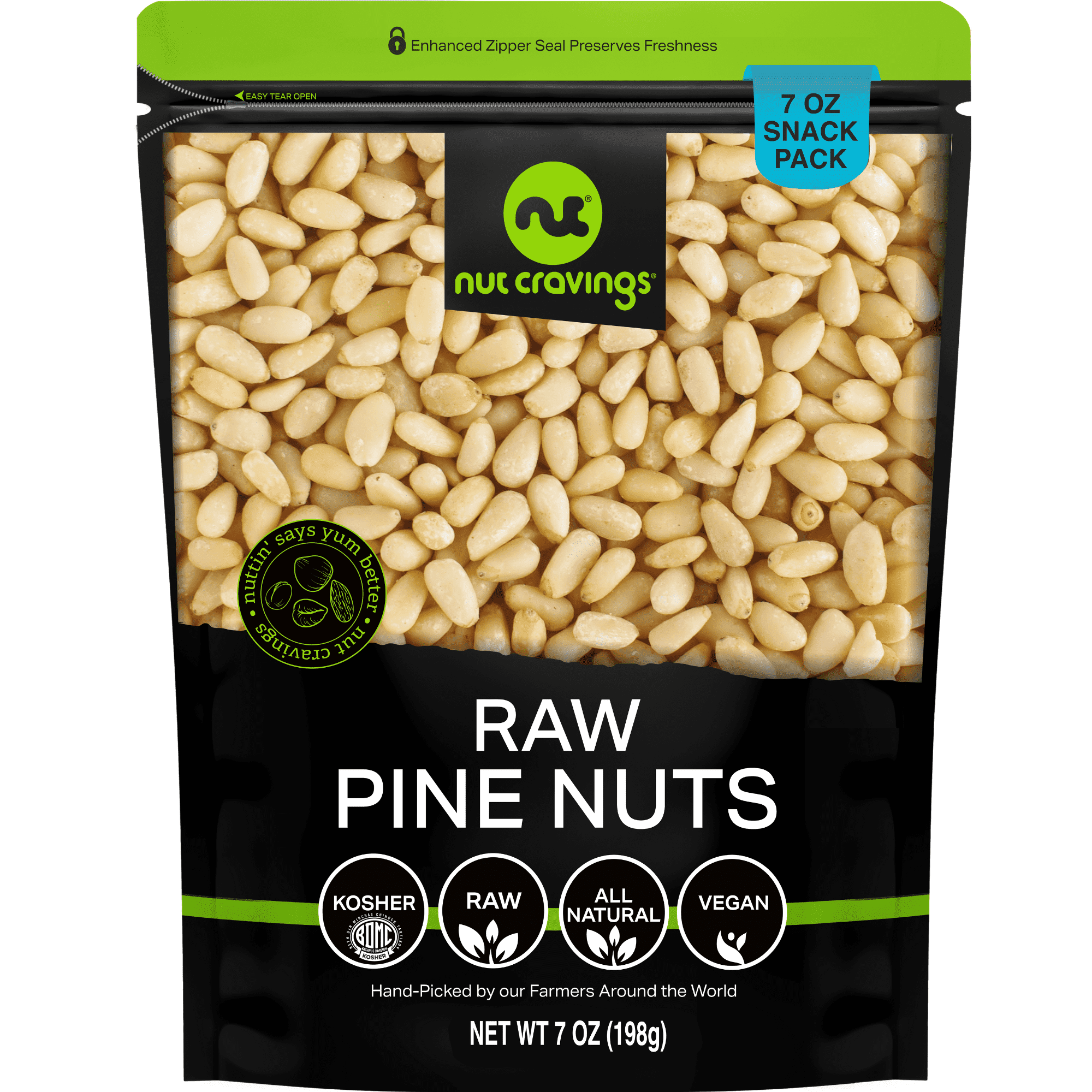 Nut Cravings Premium Pine Nuts All Natural, Kosher, Vegan, Raw ...