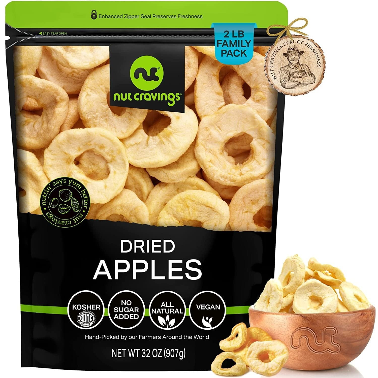 Nut Cravings Sun Dried Apple Rings: Slices, Unsweetened and All Natural ...