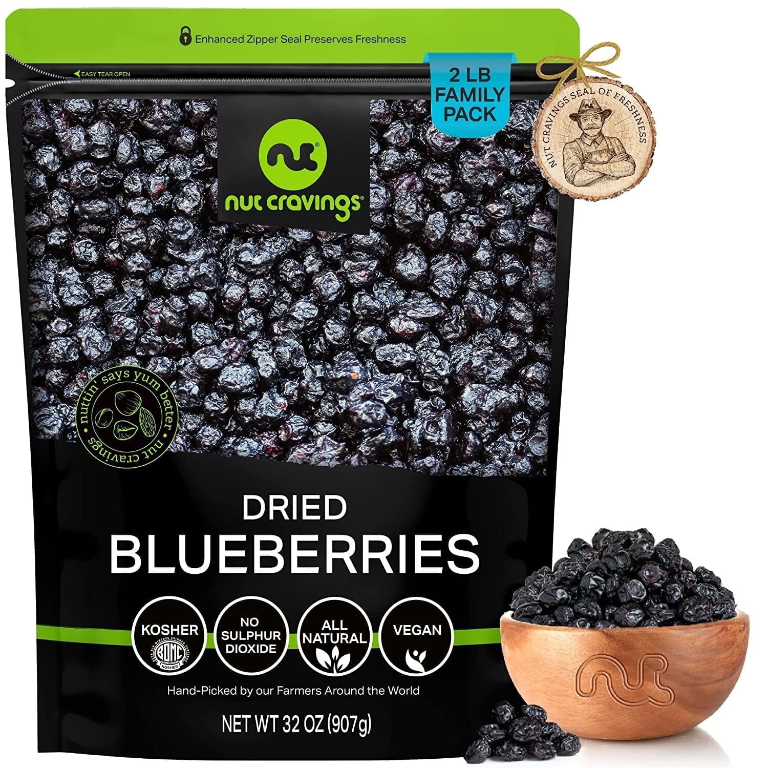 Nut Cravings Sun Dried Blueberries 32oz Lightly Sweetened All Natural ...
