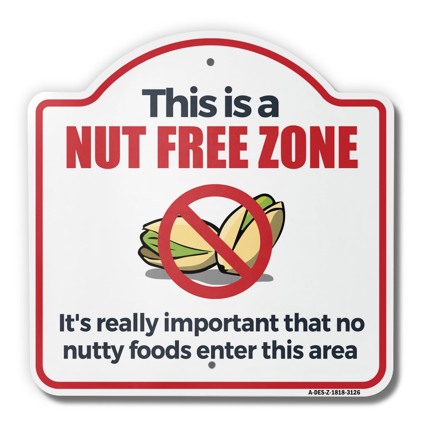 This Is A Nut Free Zone 18" X 18" Heavy-Gauge Aluminum Architectural ...